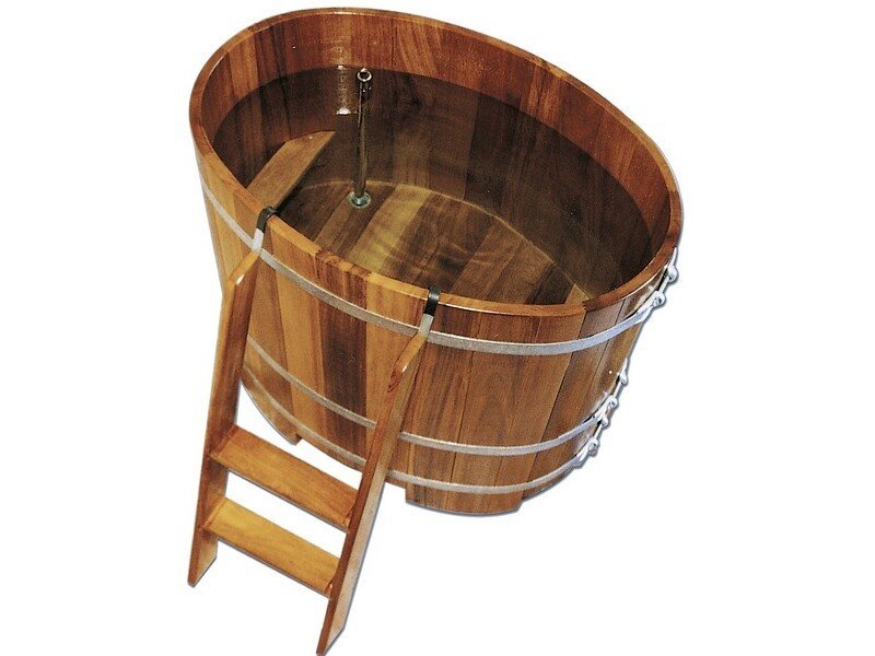 Sauna Tauchbecken Lignum 110 x 77 cm Kambalaholz Edelstahl - Schwimmb ...