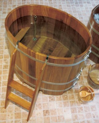 Sauna Tauchbecken Lignum 110 x 77 cm Kambalaholz Edelstahl - Schwimmb ...